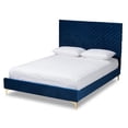 Baxton Studio Fabrico Blue Velvet Fabric and Gold Metal Queen Size ...