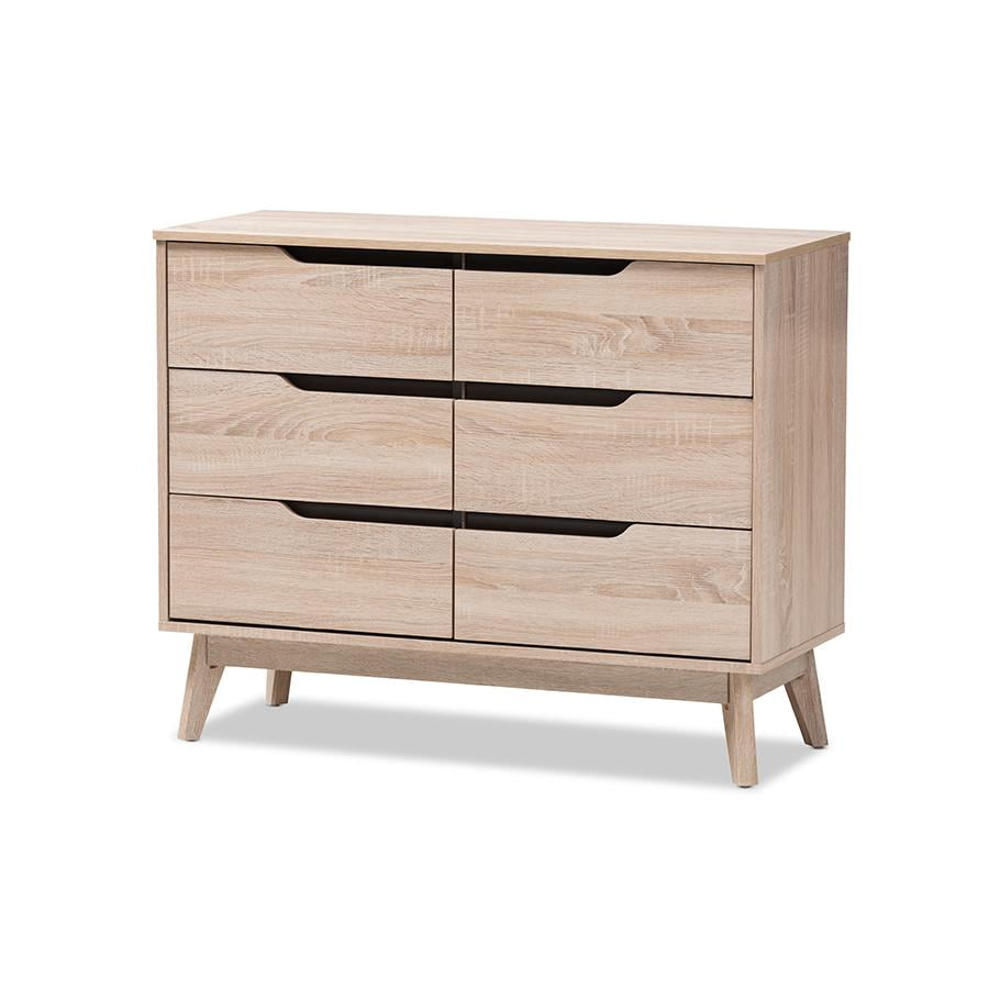 Baxton Studio Fella Mid-Century Modern Two-Tone Oak and Grey Wood 6 ...
