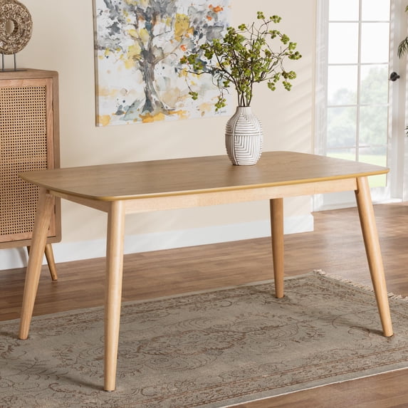 Baxton Studio Flora Mid-Century Modern Oak Dining Table, Seats 6 ...