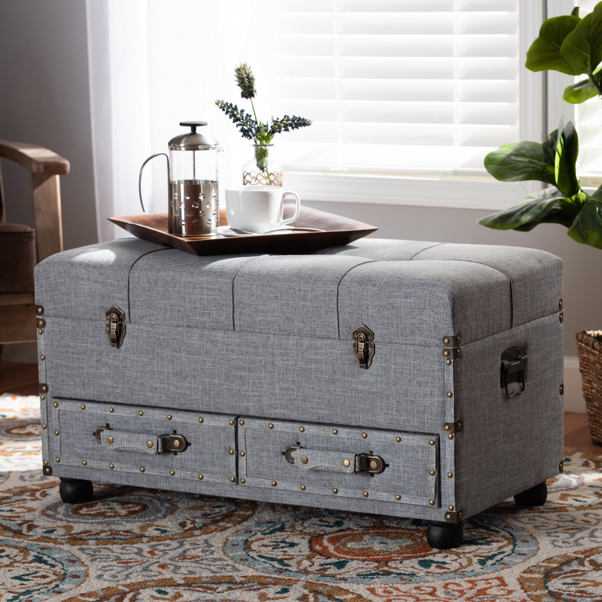 Baxton Studio Flynn Modern Transitional Grey Fabric Upholstered 2 ...