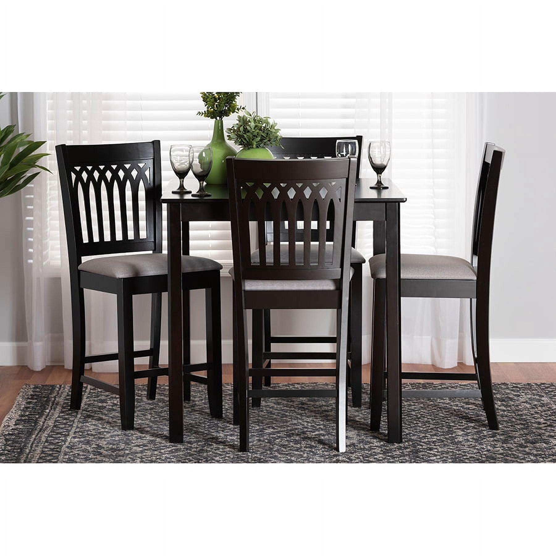 Baxton Studio Genesis Modern Grey Fabric and Dark Brown Finished Wood 5 ...