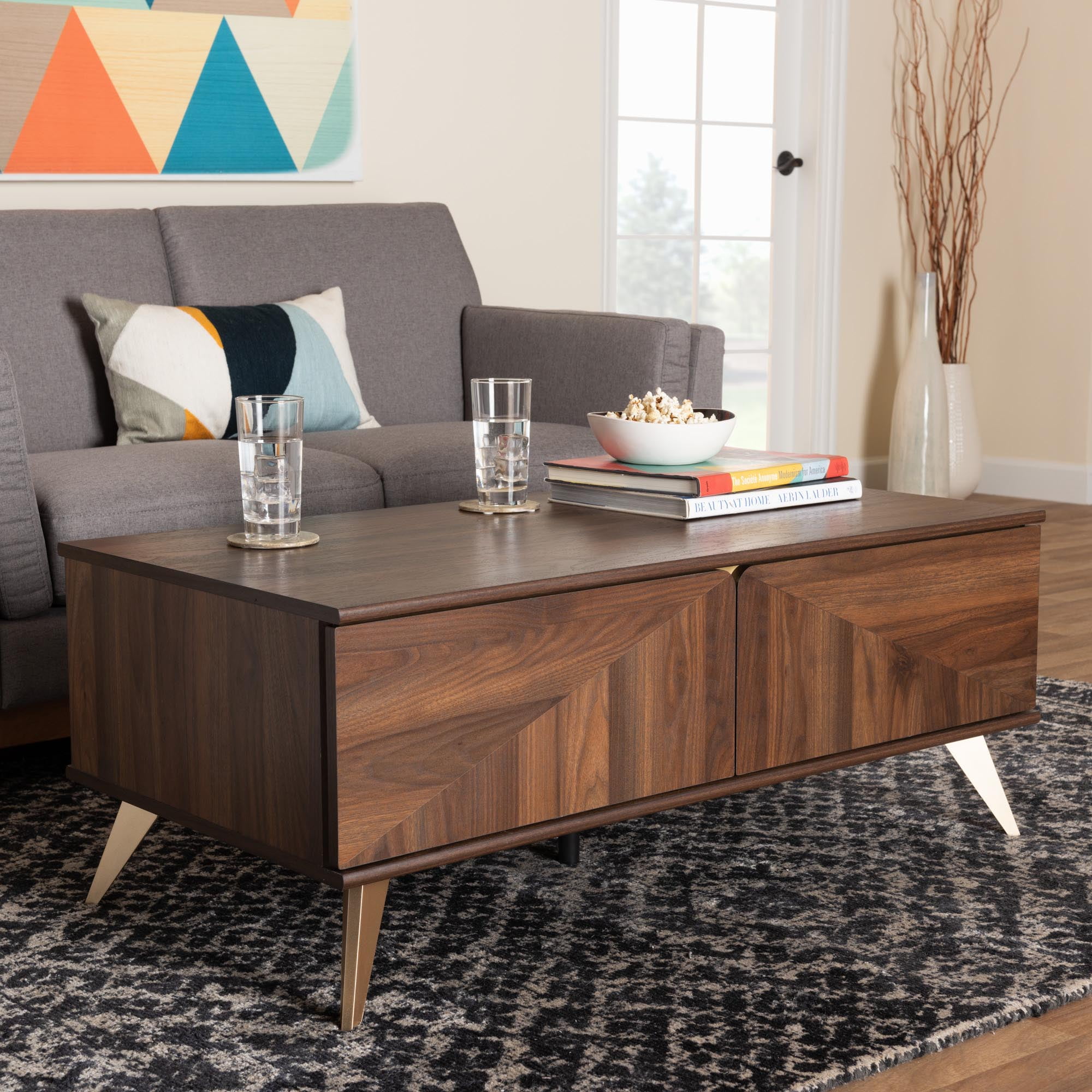 Baxton Studio Graceland Mid-Century Modern Transitional Walnut Brown ...