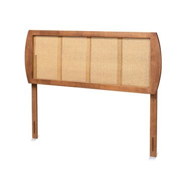 Baxton Studio Gilbert Mid-Century Wood Back Support Rattan Headboard ...