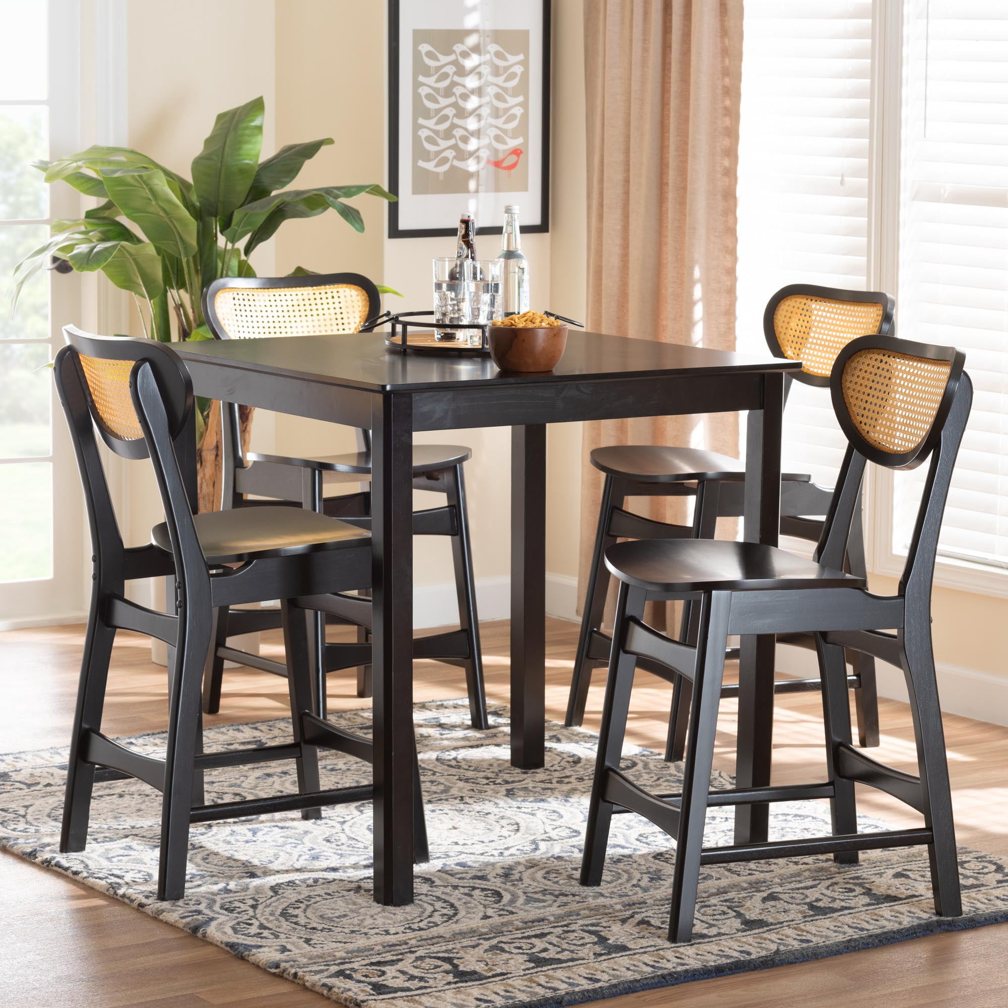 Baxton Studio Hesper Mid-Century Modern Dark Brown Finished Wood and ...