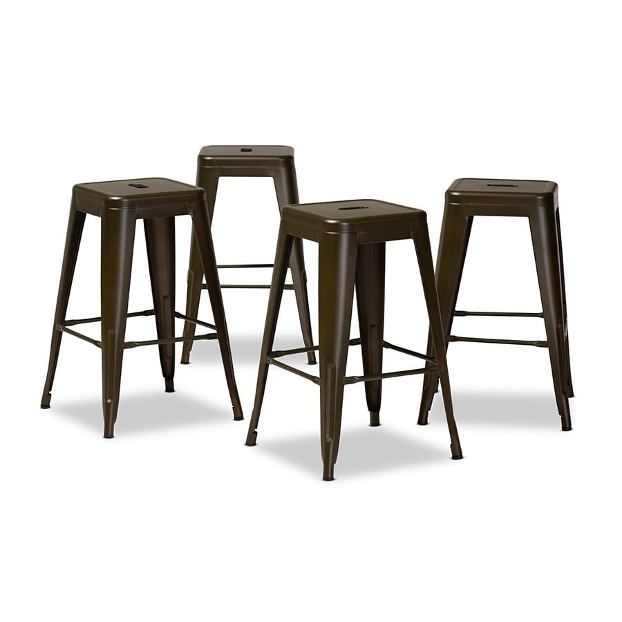 Baxton Studio Horton Gunmetal Finished 4-Piece Stackable Counter Stool ...