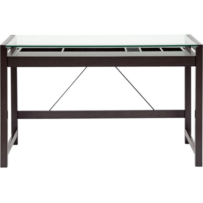 Baxton Studio Idabel Dark Brown Wood Modern Desk with Glass Top ...