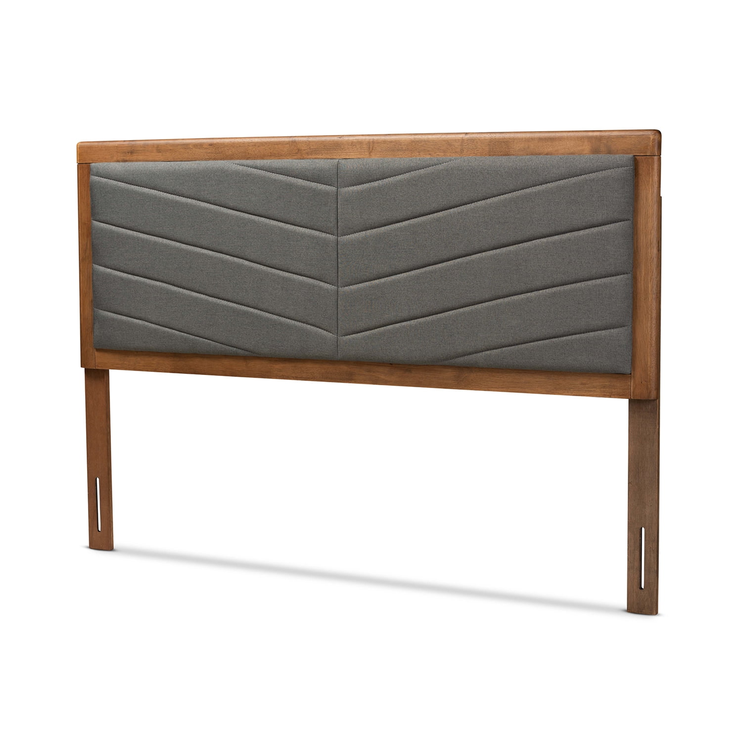 Baxton Studio Full Size Headboard, Dark Grey Upholstered Fabric, Walnut ...