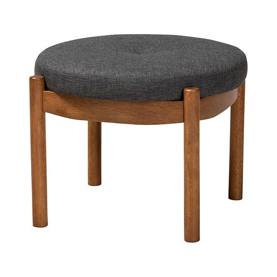 Baxton Studio Iliana Japandi Dark Grey Fabric and Walnut Brown Finished ...