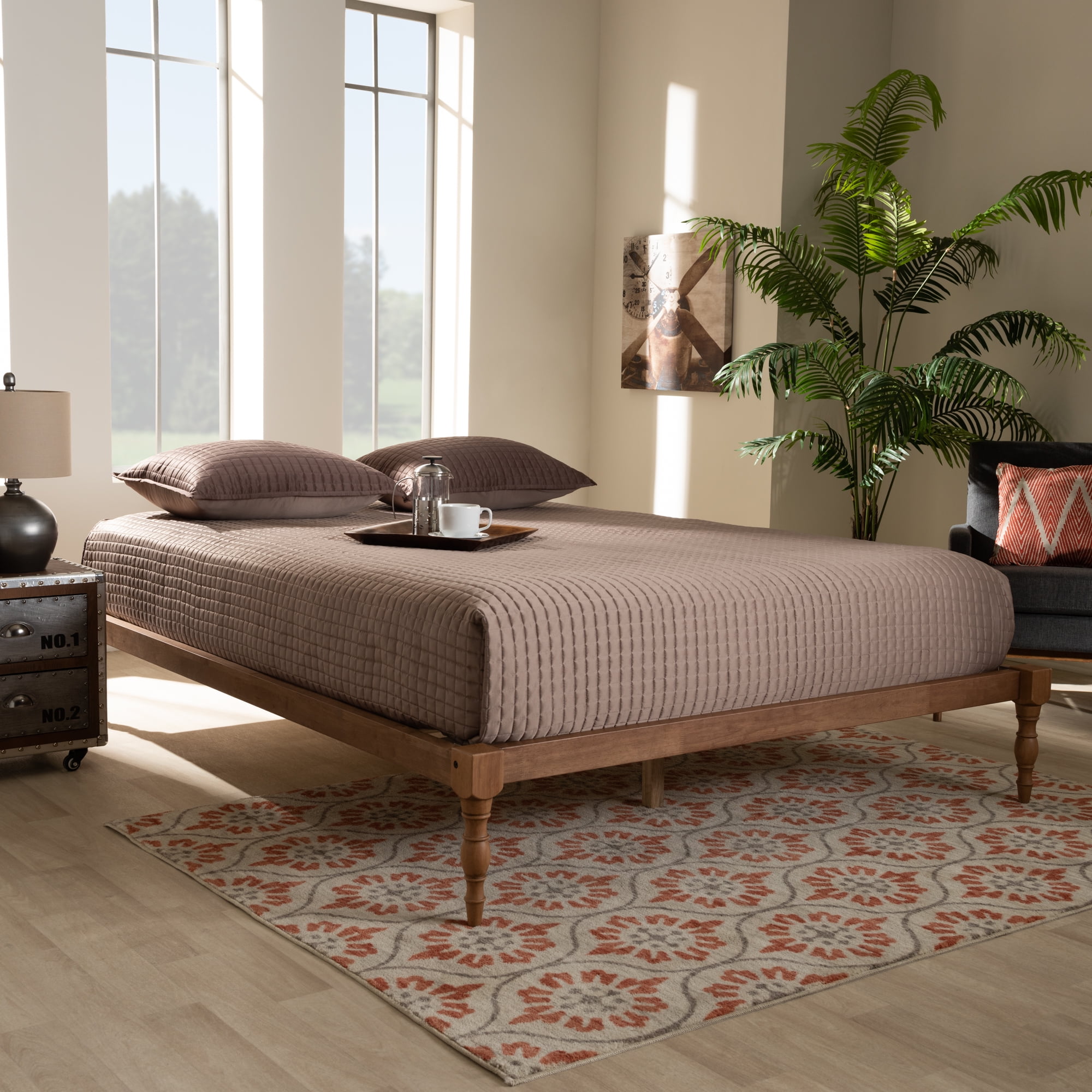 Baxton Studio Iseline Full Size Wooden Bed Frame, Solid Style, Modern ...