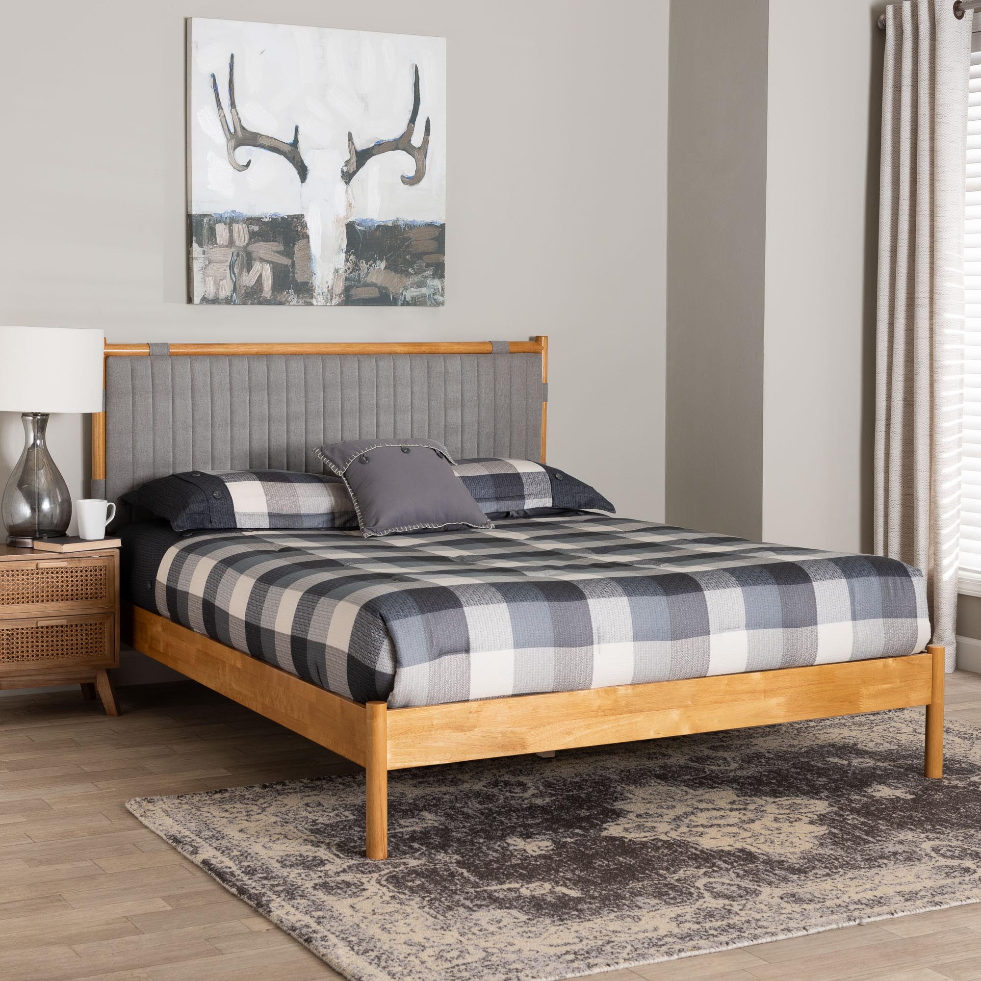 Baxton Studio Jaiana Mid-Century Platform Bed, Queen, Oak Brown ...
