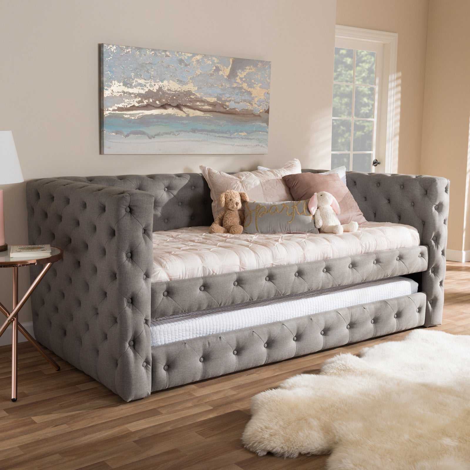 Baxton Studio Janie Classic And Contemporary Upholstered Daybed With ...