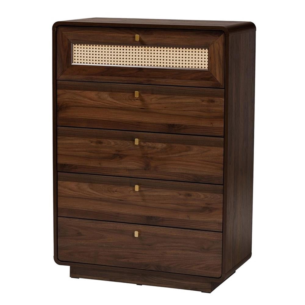 Baxton Studio Jenibelle 5-Drawer Wood Chest with Rounded Corners in ...