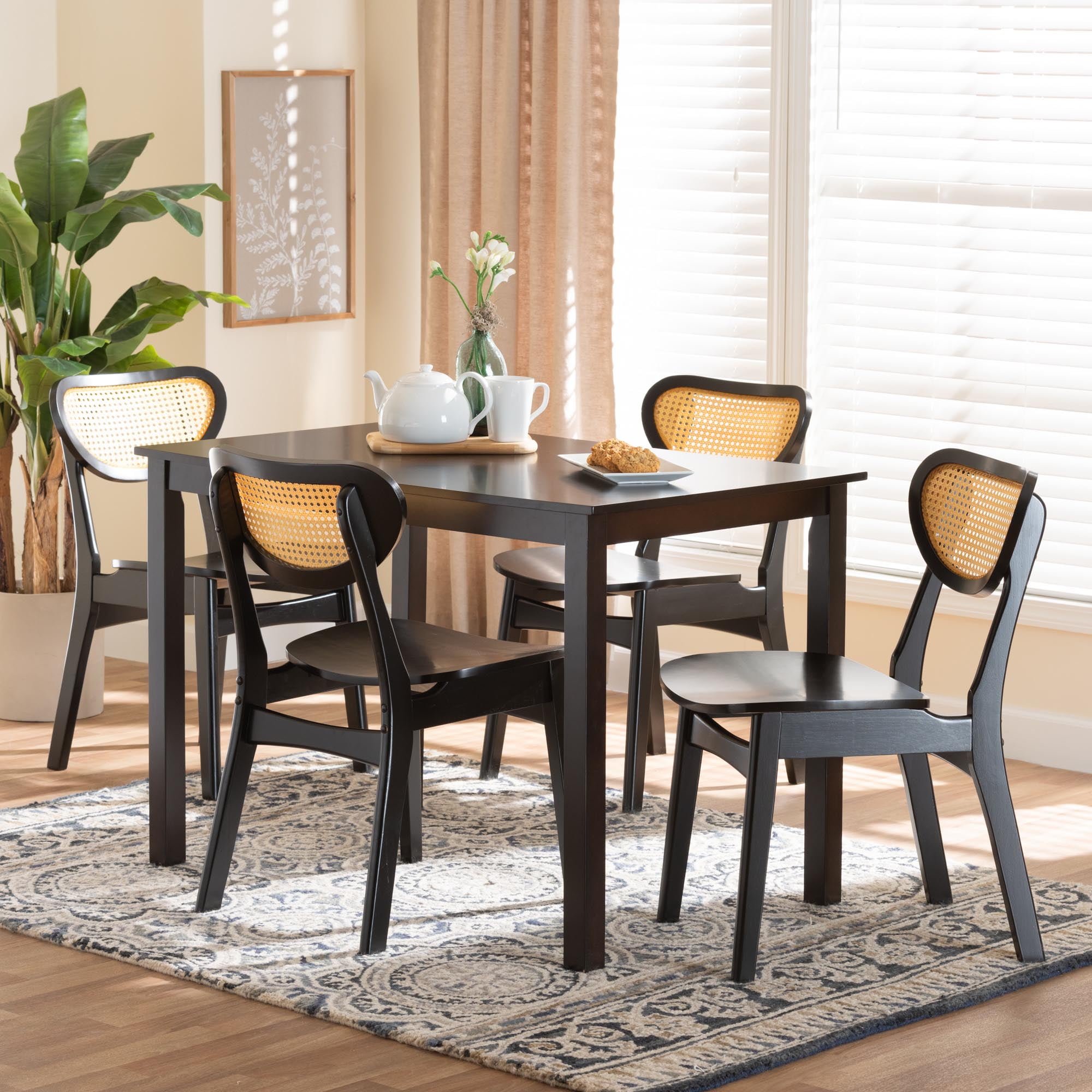 Baxton Studio Jeriah Mid-Century Modern Dark Brown Brown Finished Wood ...