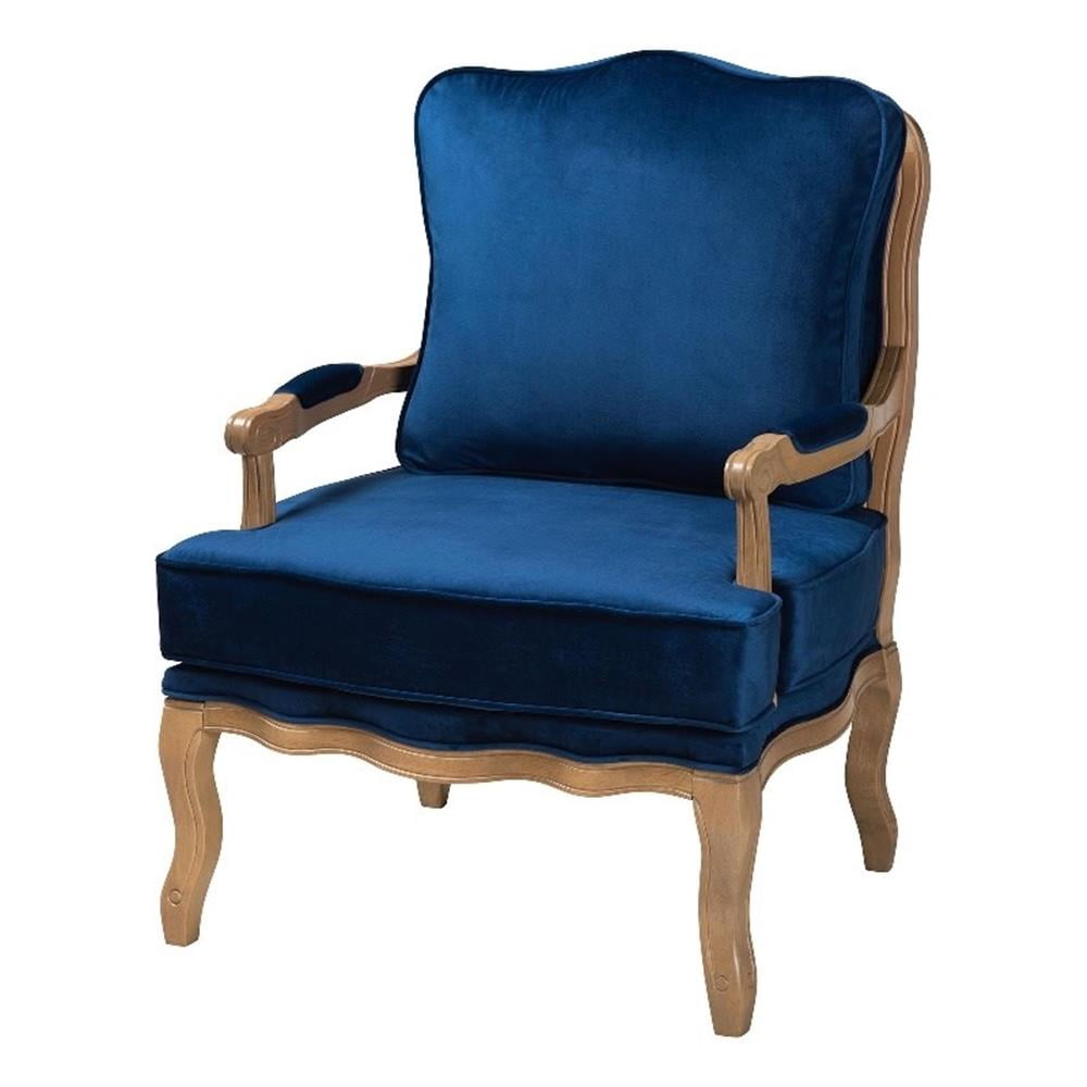 Baxton Studio Jules Blue Fabric and French Oak Brown Finished Wood ...