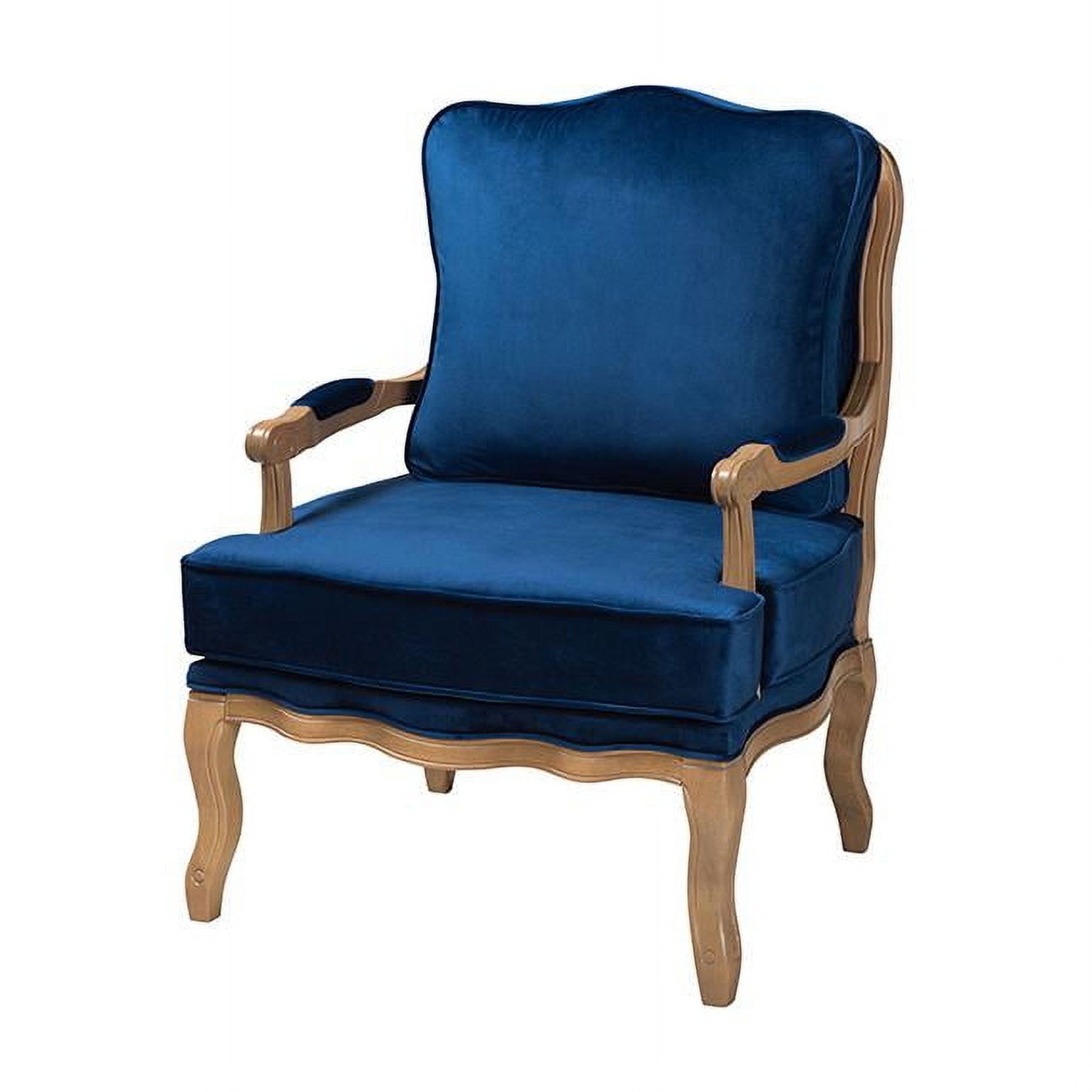 Baxton Studio Jules Blue Fabric and French Oak Brown Finished Wood ...