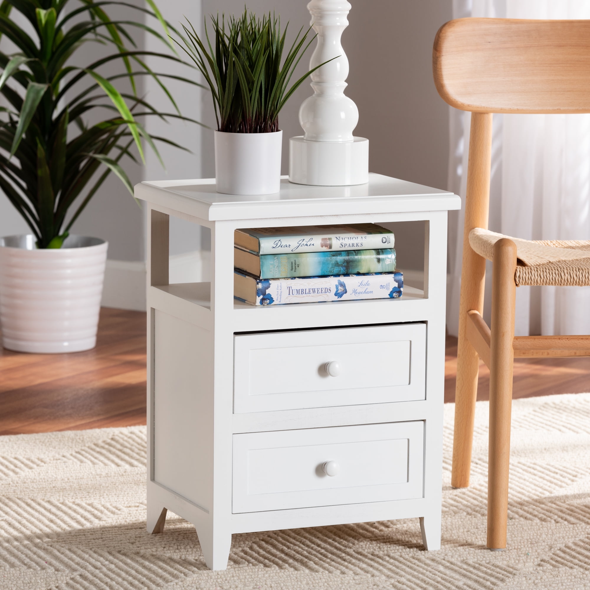 Baxton studio nightstand white store