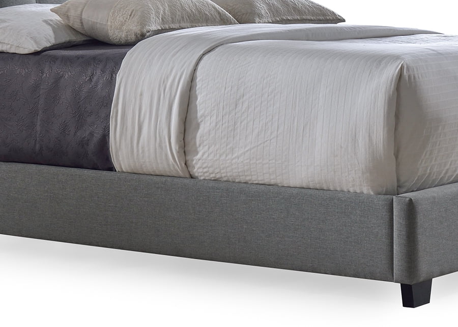 Baxton Studio Katherine Wingback Fabric Standard Bed with Nailhead Trim ...