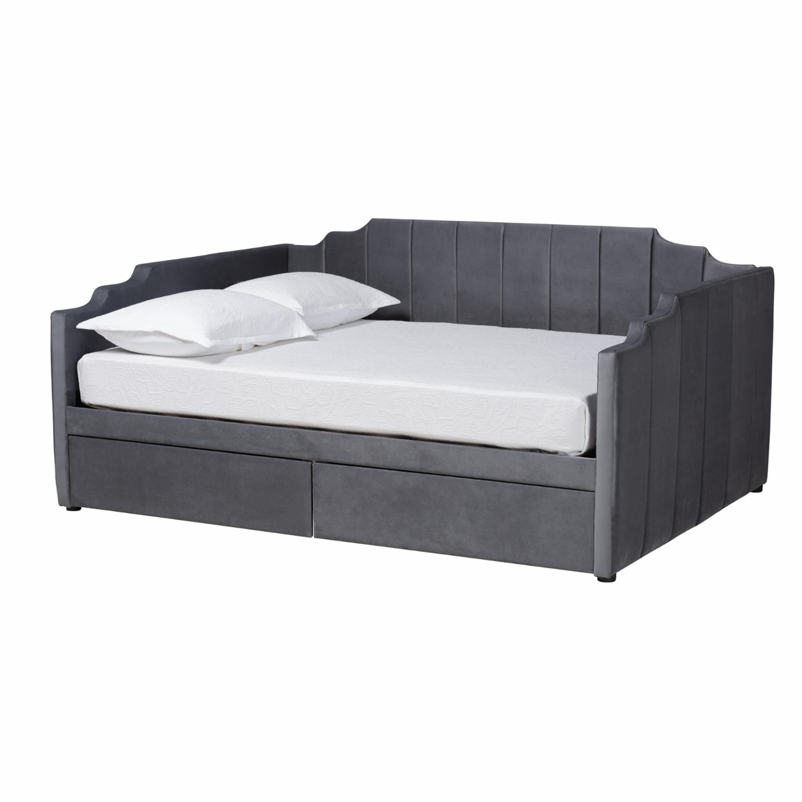 Baxton Studio Kaya Modern and Contemporary Grey Velvet Fabric and Dark ...
