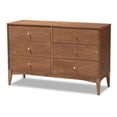 Baxton Studio Mid Century Modern 6-Drawer Bedroom Dresser, Ash Walnut ...