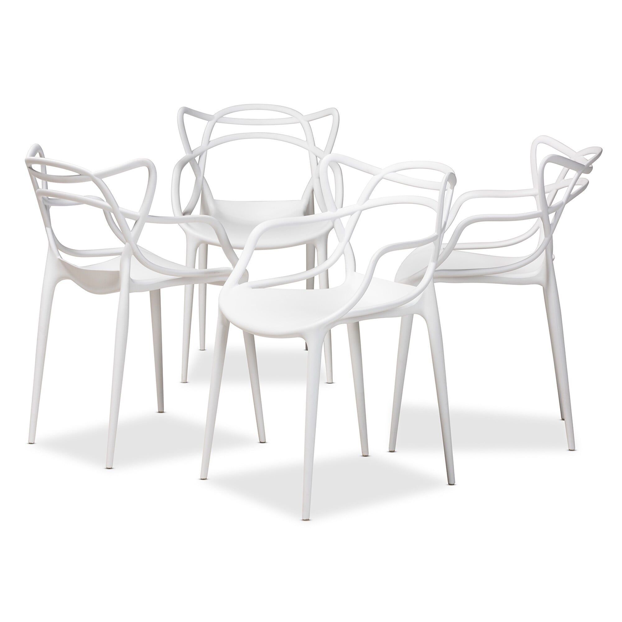 Baxton Studio Landry Modern Stackable Plastic Dining Chair Set (4pc ...