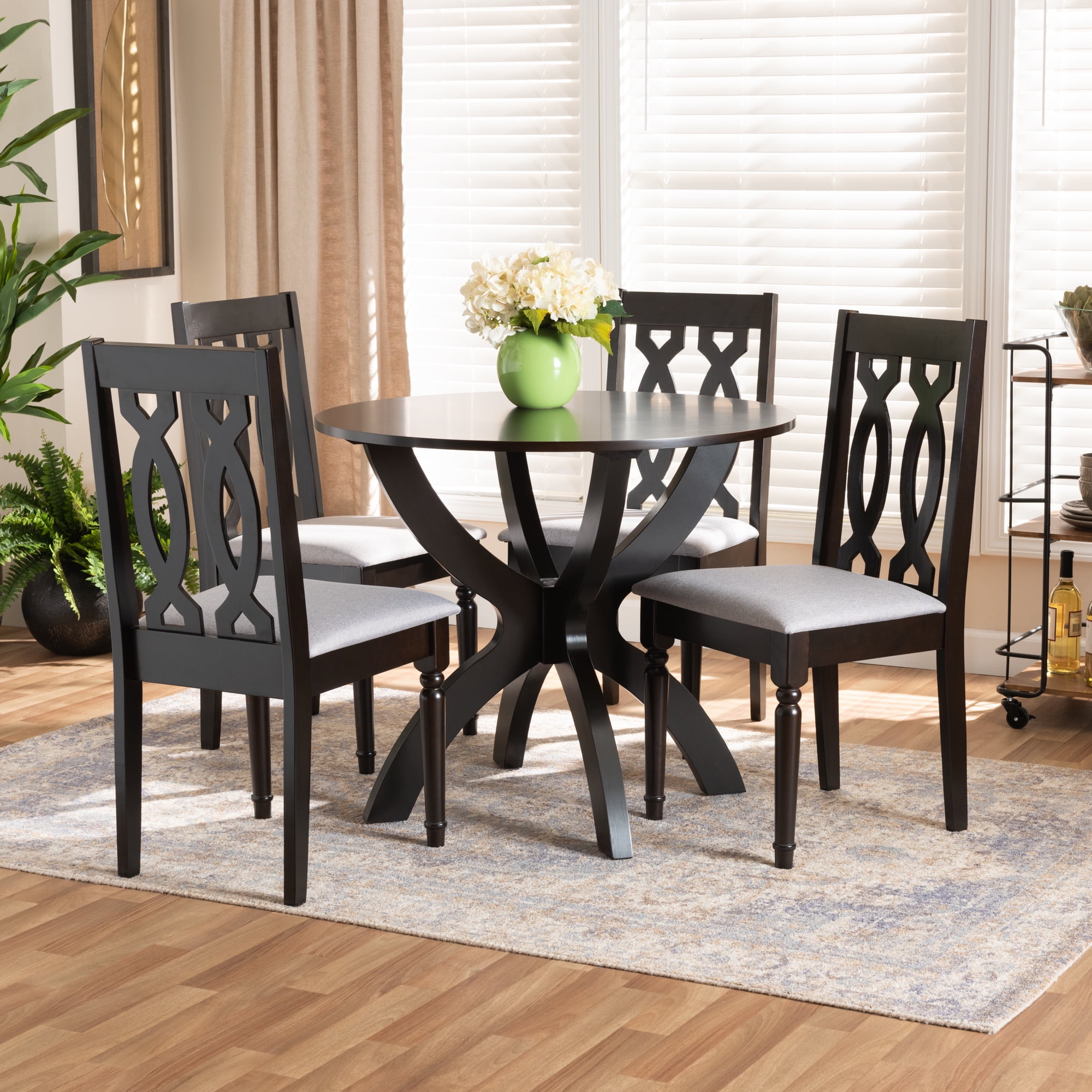 Baxton Studio Mona Modern Dining Set, Dark Brown - Walmart.com