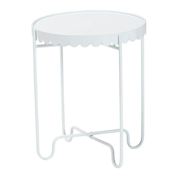 Baxton Studio Laverne White Metal Side Table with Tray Top Accent Table ...