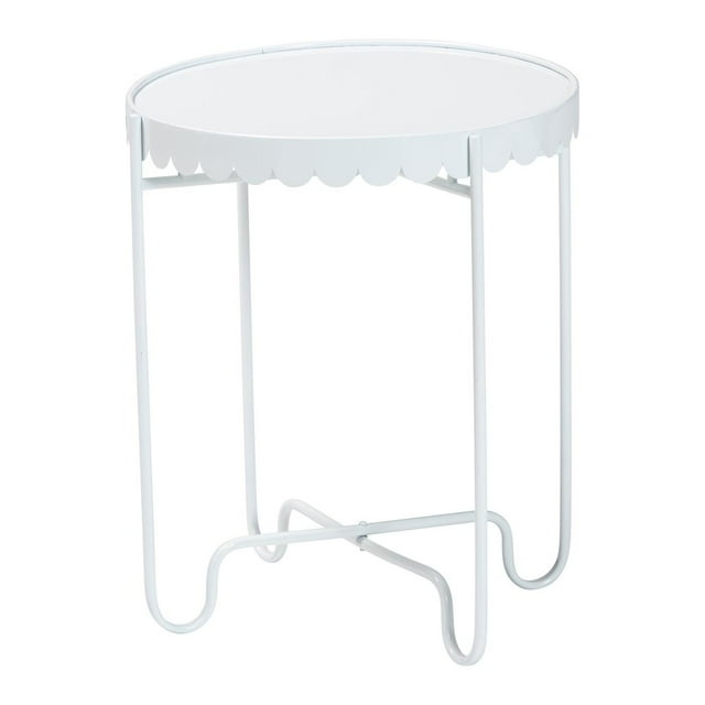 Baxton Studio Laverne White Metal Side Table with Tray Top Accent Table ...