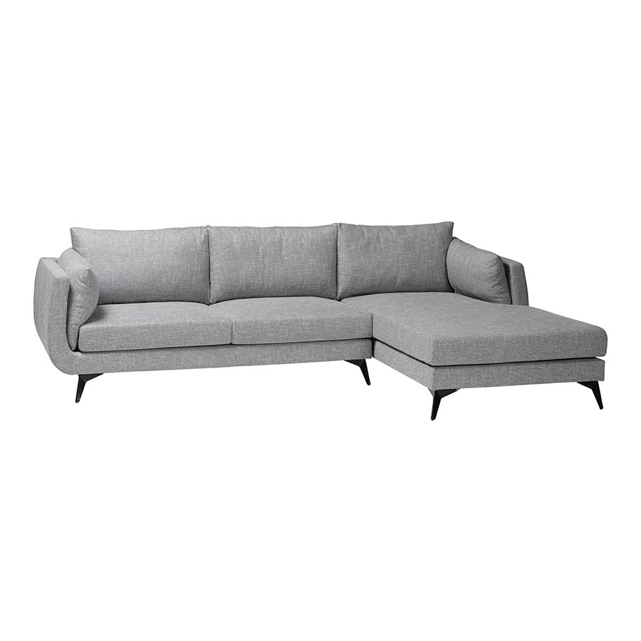 Baxton Studio Leni Modern Grey Twill Fabric Right Facing Sectional Sofa ...