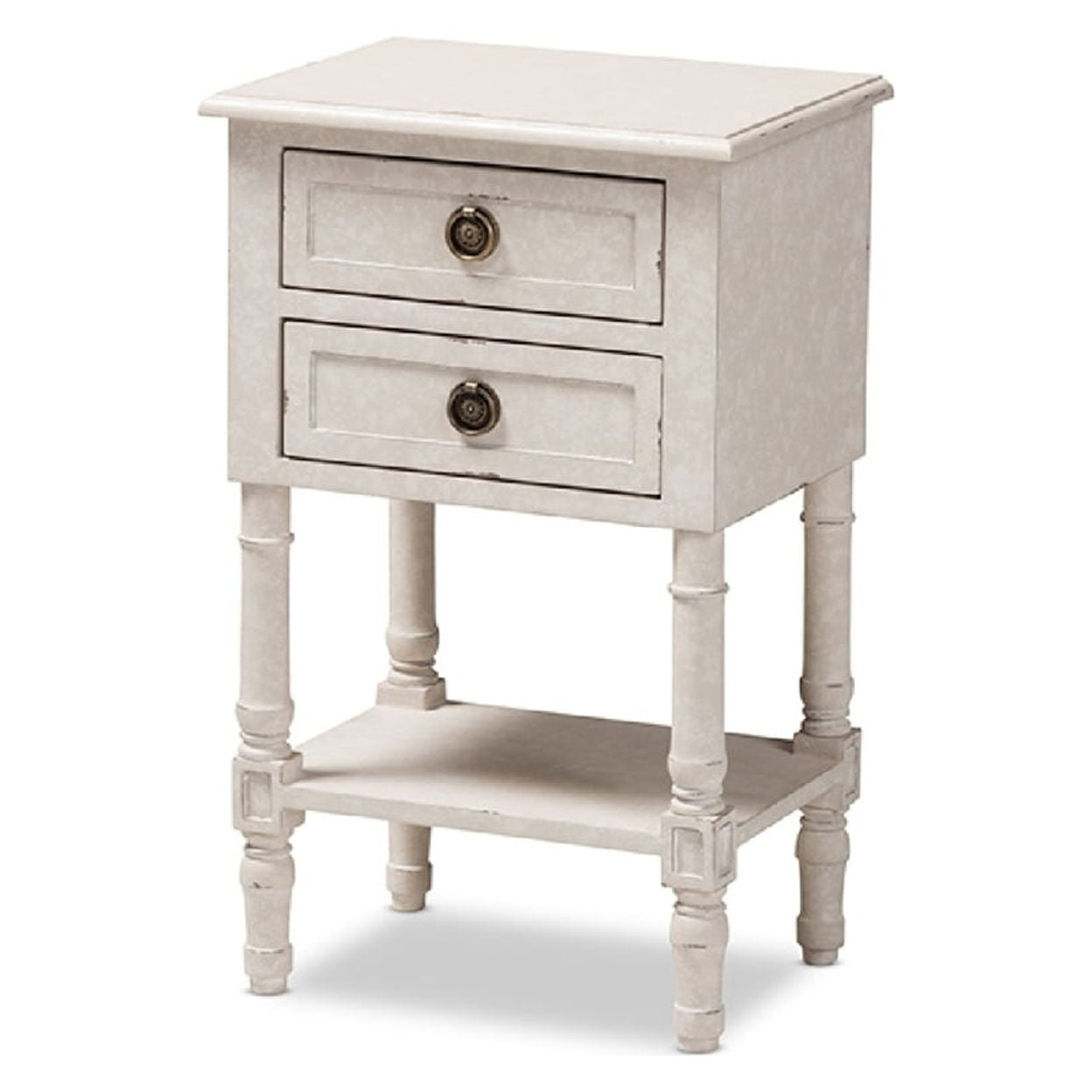 Baxton Studio Lenore Country Cottage Farmhouse Whitewashed 2-Drawer ...