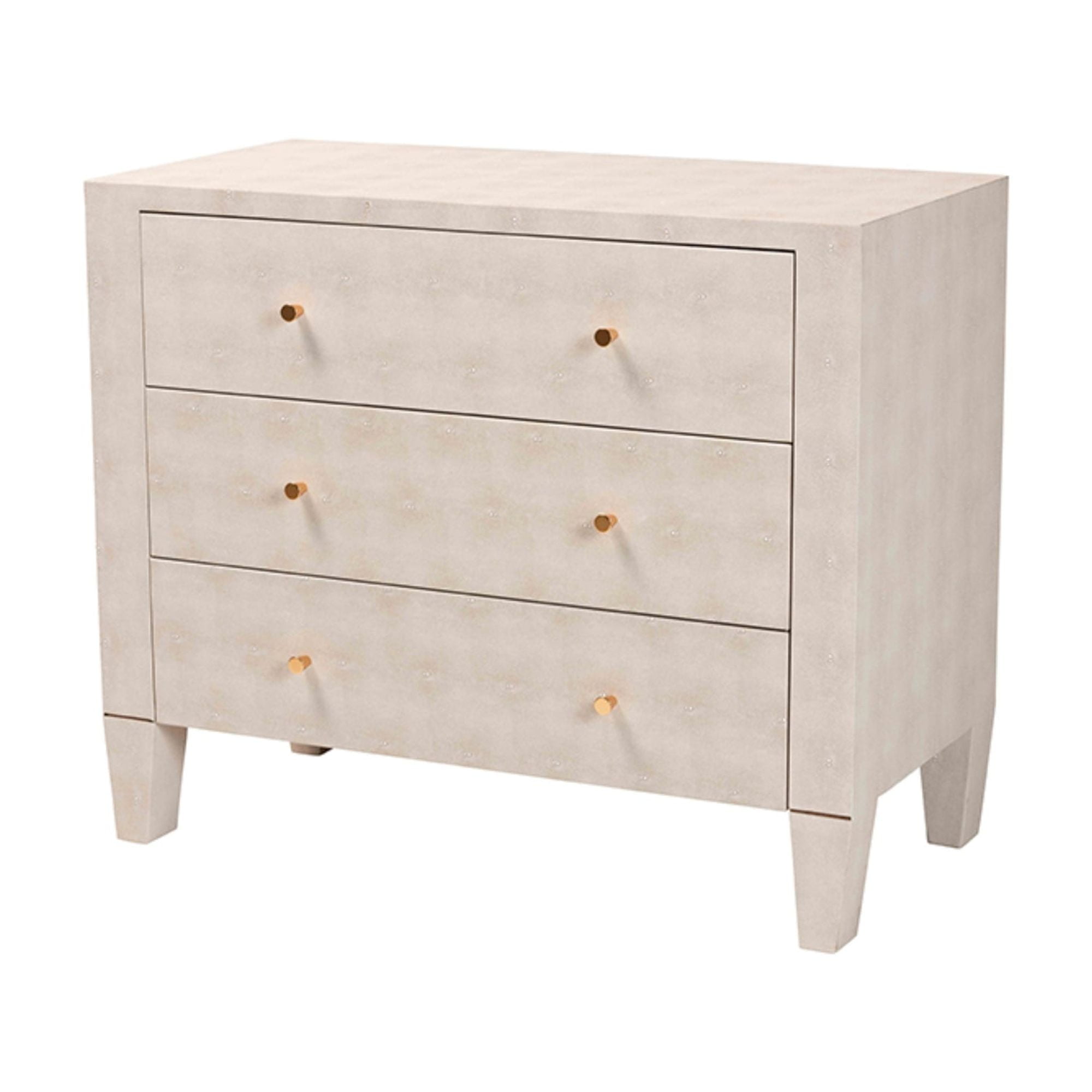 Baxton Studio Leyna Modern Beige Faux Shagreen 3-Drawer Storage Cabinet ...