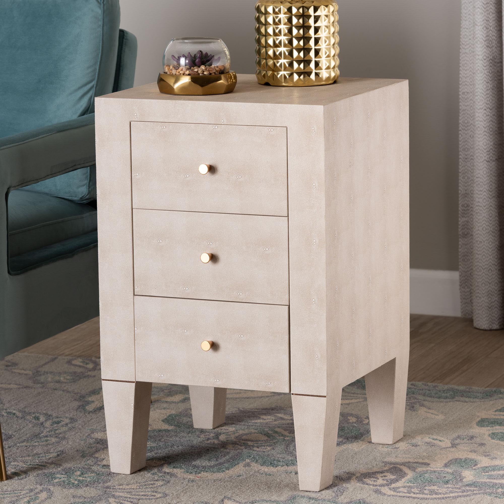 Free Shipping! Baxton Studio Leyna Modern End Table with 3 Drawers ...