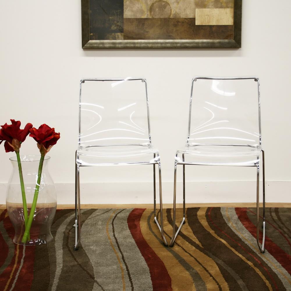 Baxton Studio Lino Transparent Clear Acrylic Dining Chair with Metal ...