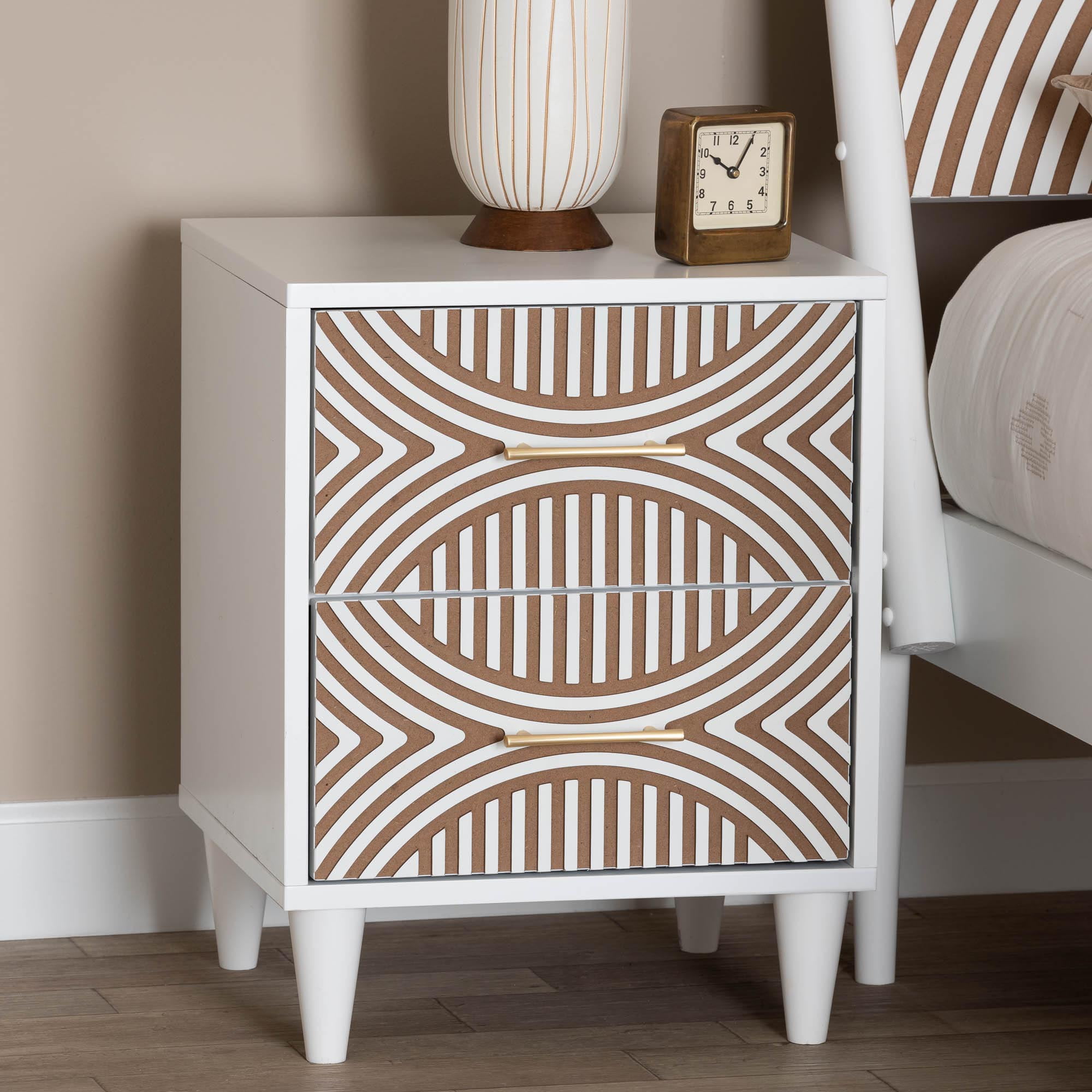 Baxton Studio Louetta Coastal Nightstand, 2-Drawer, White - Walmart.com