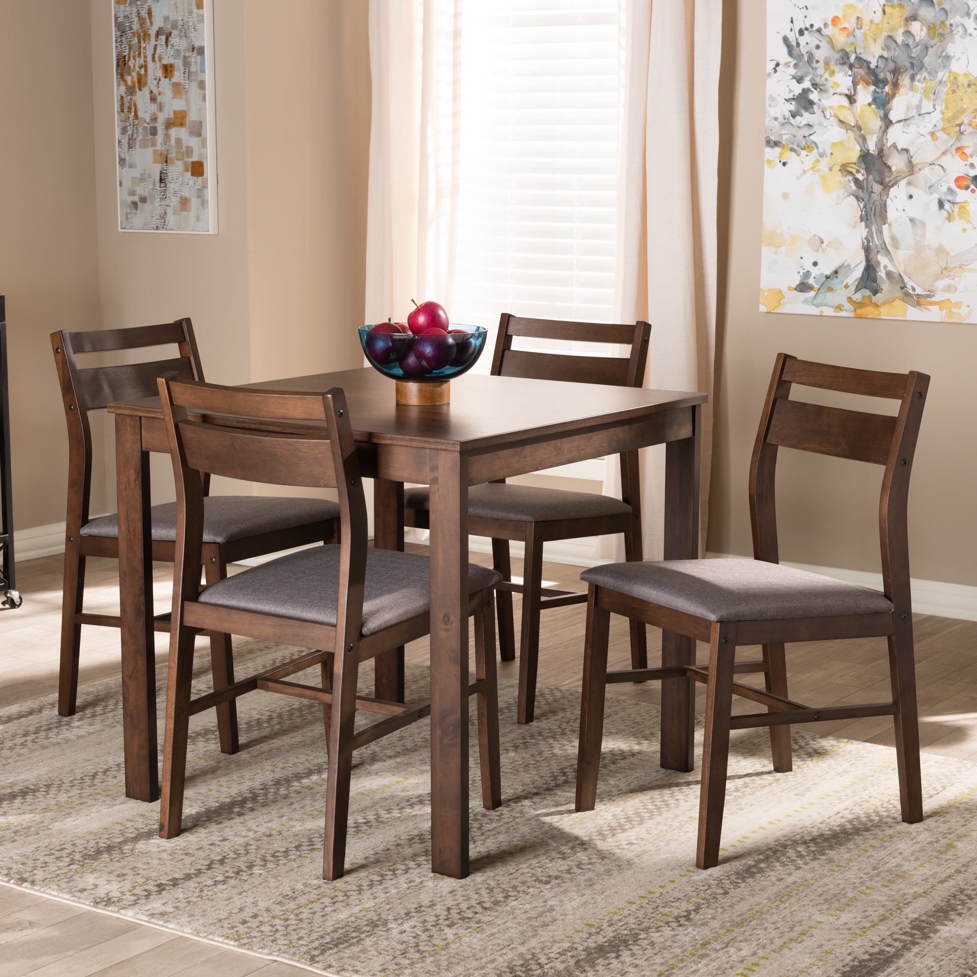 Baxton Studio Lovy 5 Piece Wood Dining Room Table Set, Modern and ...