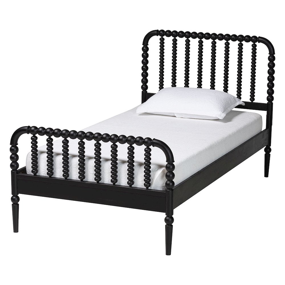 Baxton Studio Lucera Mid-Century Black Twin Size Bobbin Bed - Walmart.com