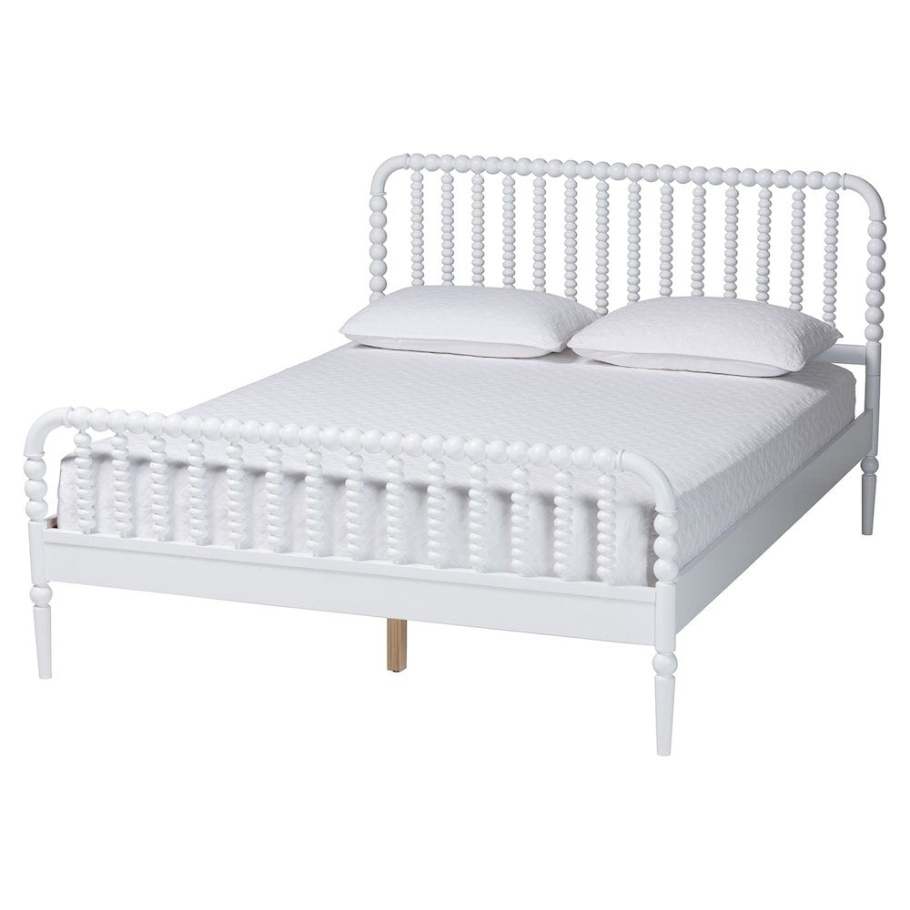 Baxton Studio Lucera Mid-Century White Full Size Bobbin Bed - Walmart.com