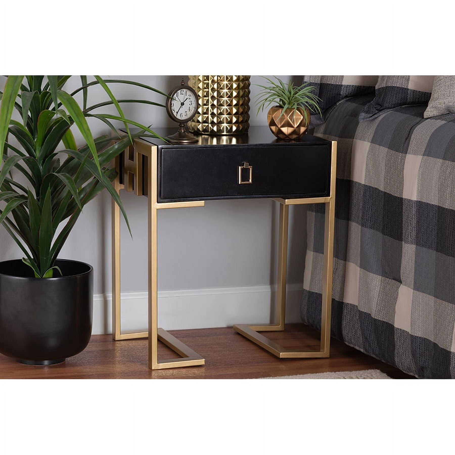 Baxton Studio Luna Contemporary Glam and Luxe Black Finished Wood and ...