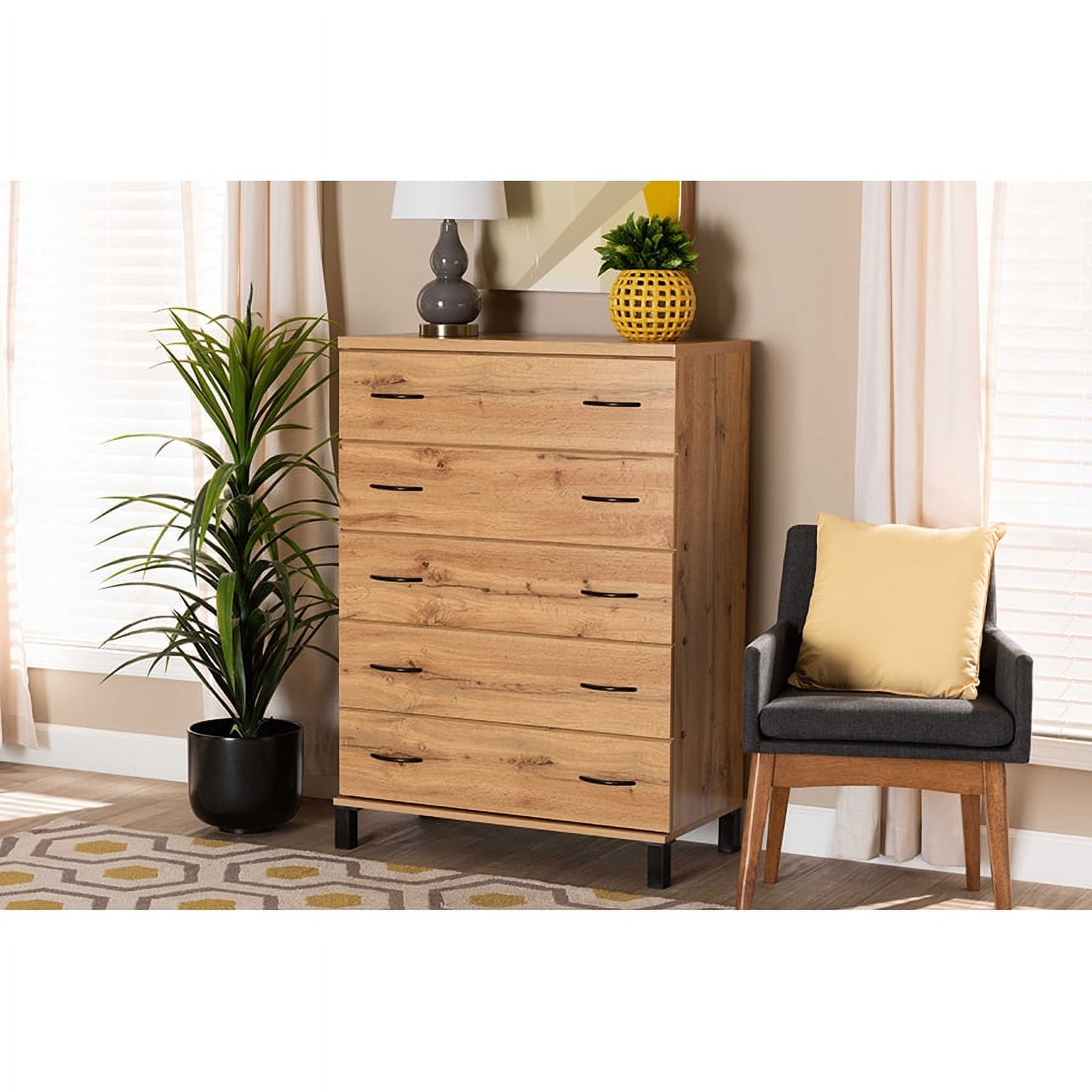 Baxton Studio Maison Modern and Contemporary Oak Brown Finished Wood 5 ...