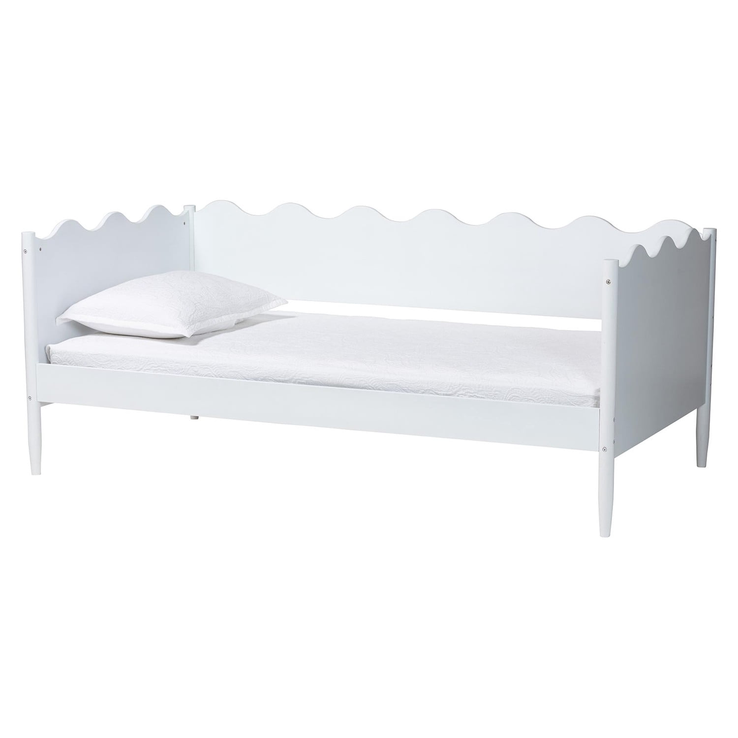 Baxton Studio Malaya Modern White Wood Full Daybed with Scalloped Edges ...