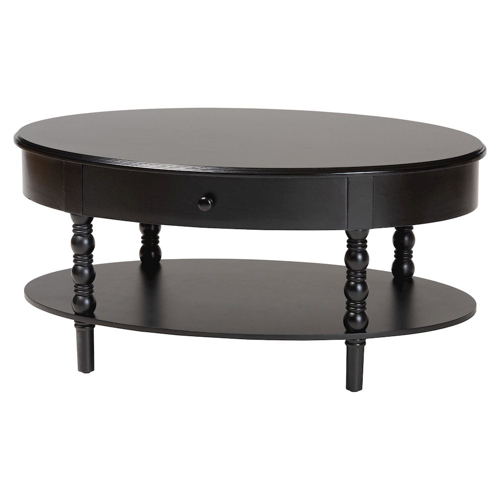 Baxton Studio Malinda Classic Black Wood 1-Drawer Coffee Table with ...
