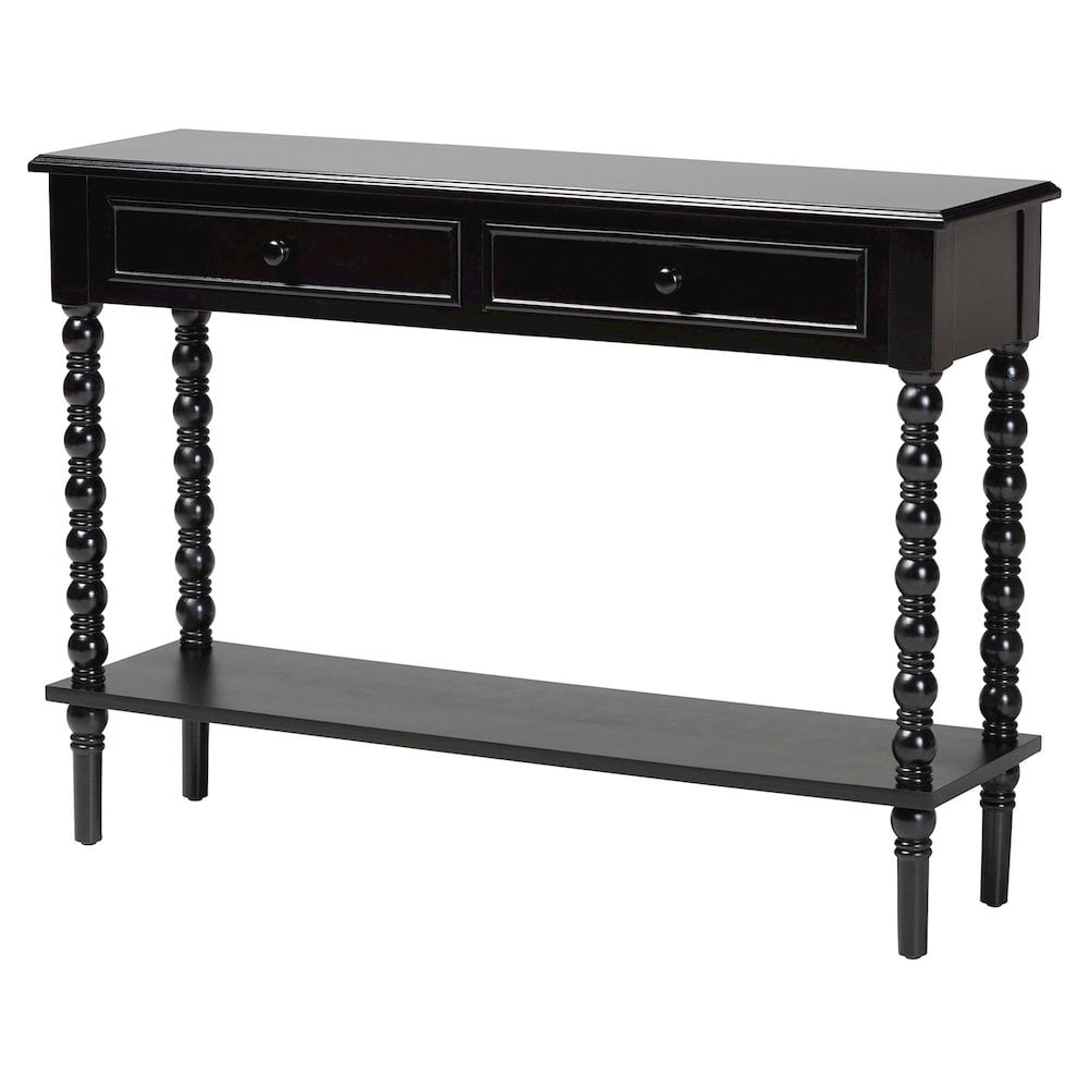 Baxton Studio Malinda Classic Black Wood 2-Drawer Console Table with ...