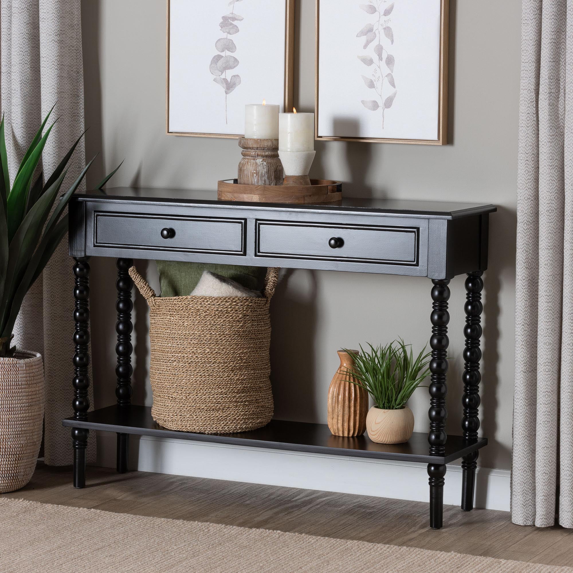 Baxton Studio Malinda Classic Console Table, 2-Drawer, Black - Walmart.com