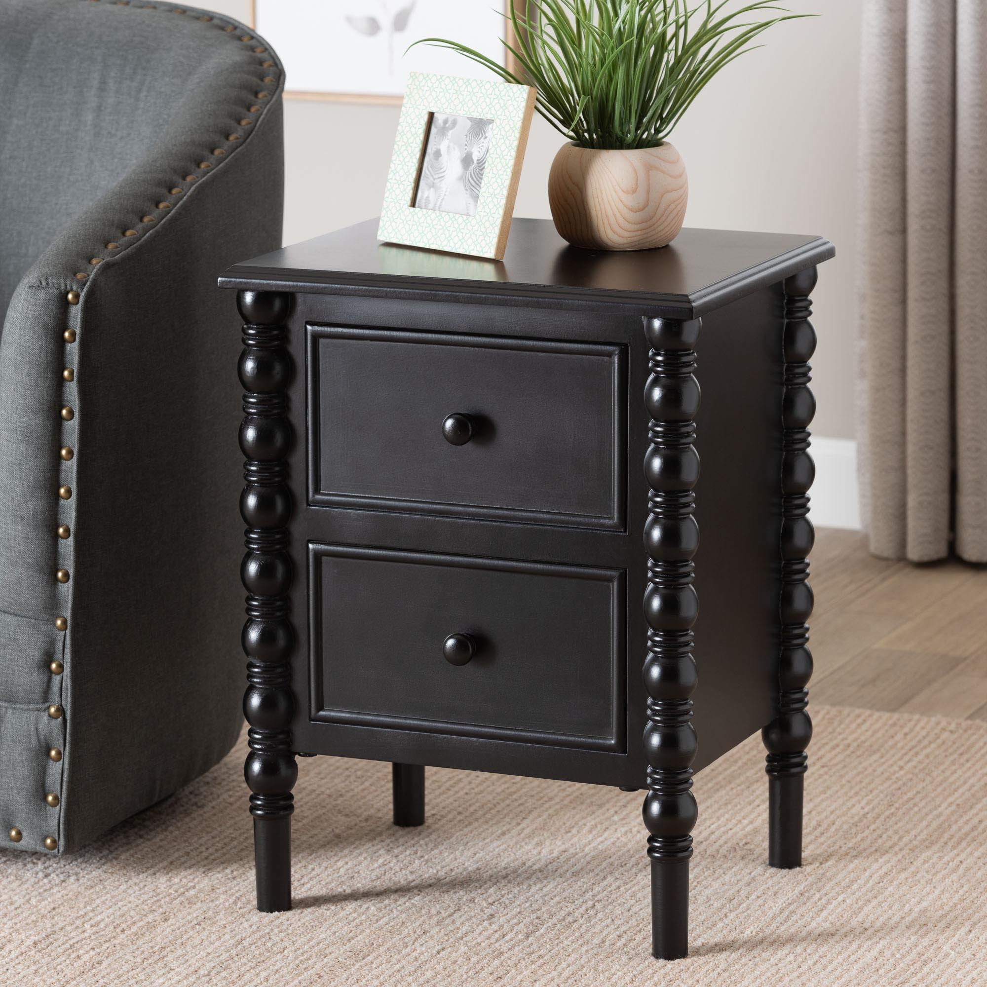 Free Shipping! Baxton Studio Malinda Classic 2-Drawer End Table, Black ...