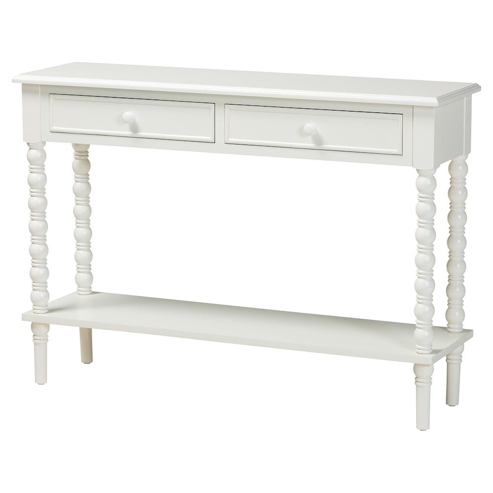 Baxton Studio Malinda White Wood 2-Drawer Console Table with Spindle ...