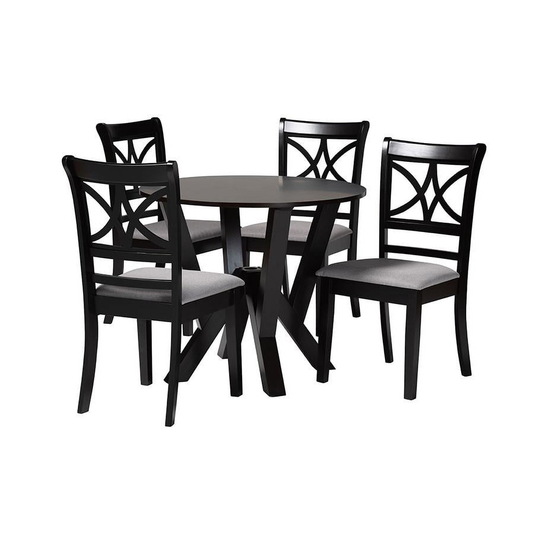 Baxton Studio Mari Modern 5-Piece Fabric/Wood Dining Set in Dark Brown ...
