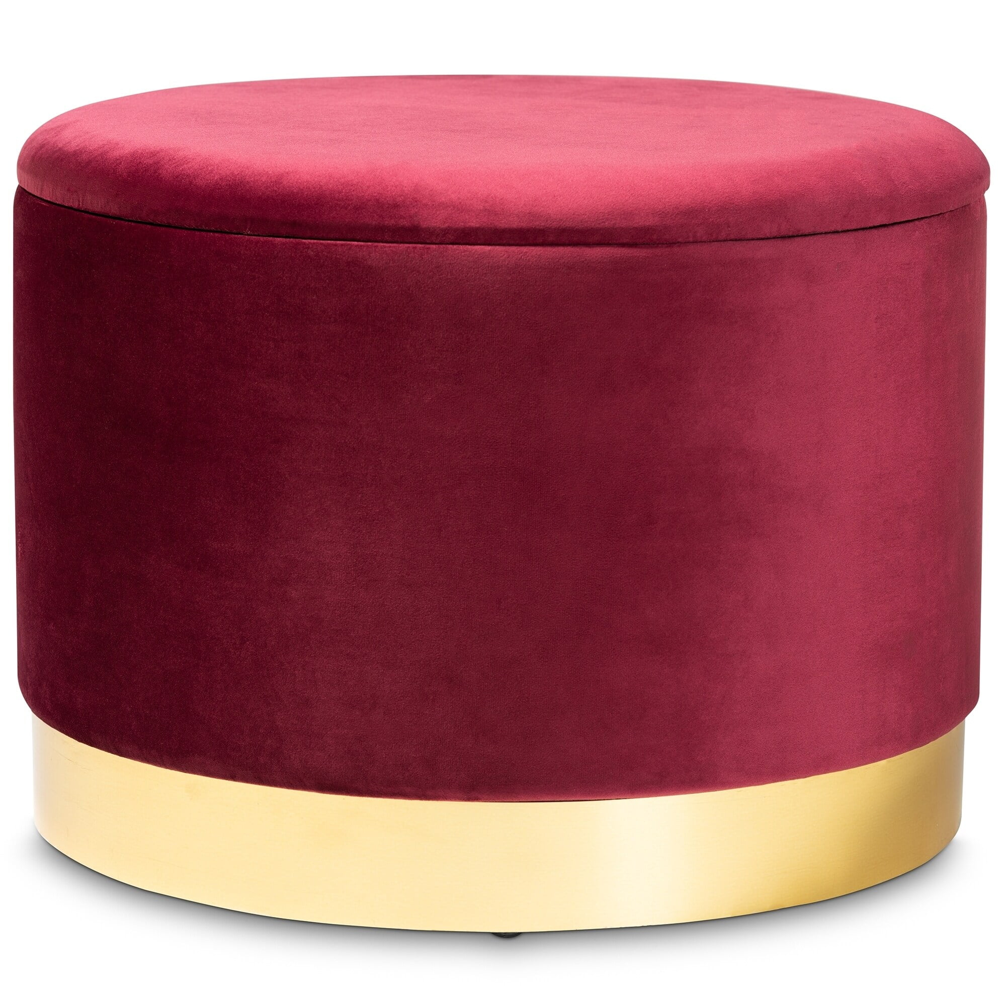 Baxton Studio Marisa Glam and Luxe Upholstered Storage Ottoman Red ...