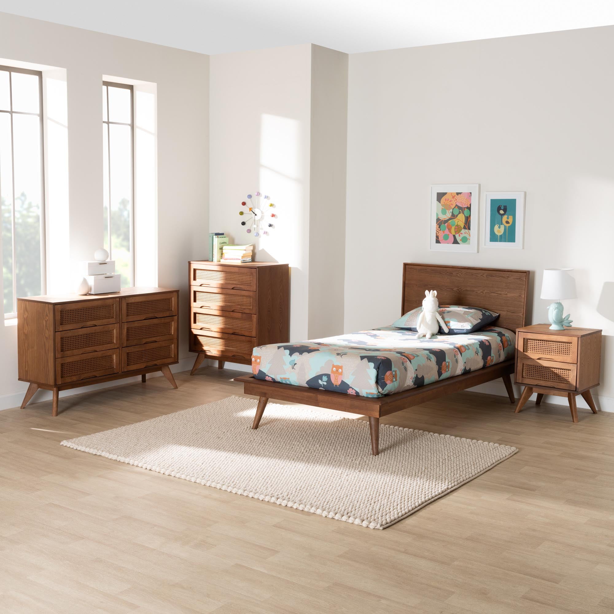 Baxton Studio Melora Mid-Century Modern Walnut Brown Finished Wood and ...