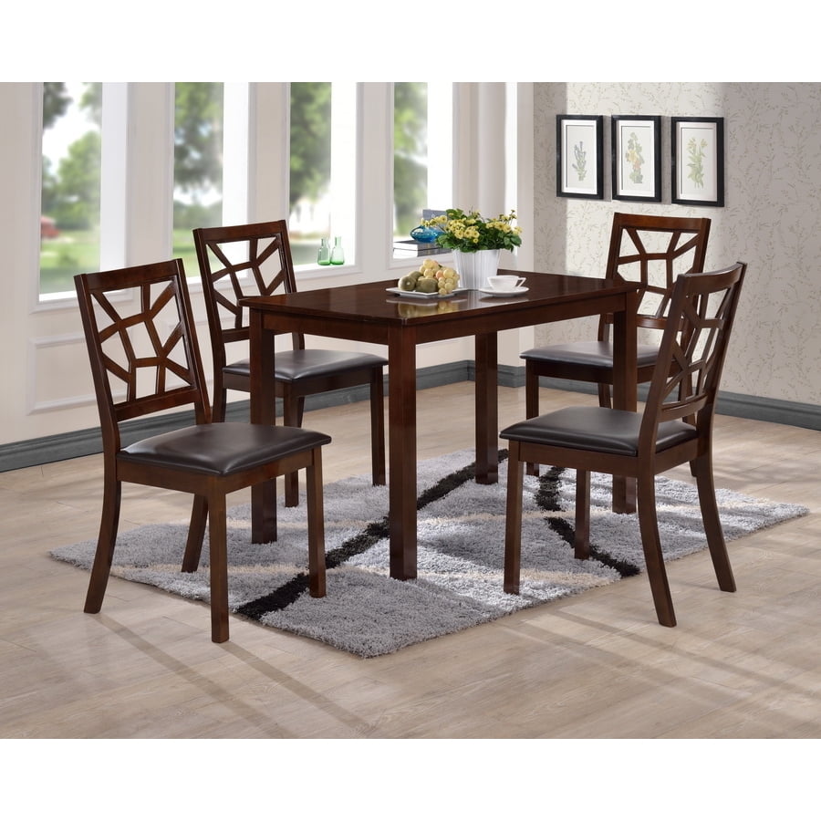 Baxton Studio Mozaika Black Leather Contemporary 5-Piece Dining Set ...