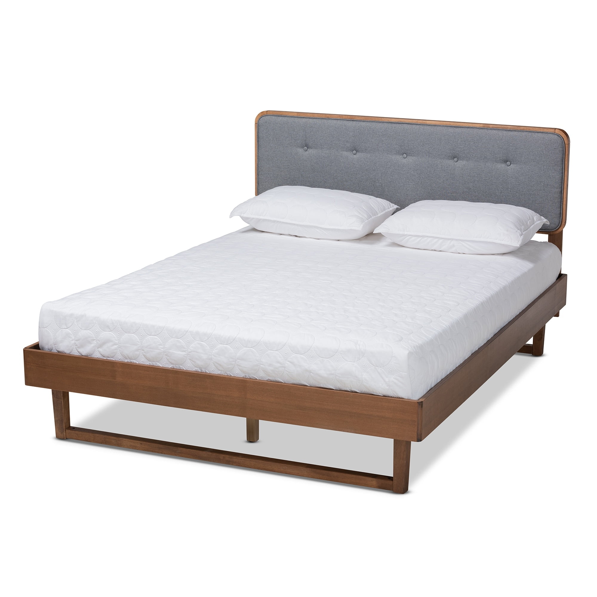 Baxton Studio Natalia Mid-Century Modern Platform Bed Dark Grey Full ...