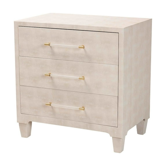Baxton Studio Nira Modern Beige Faux Shagreen 3-Drawer Storage Cabinet - Walmart.com